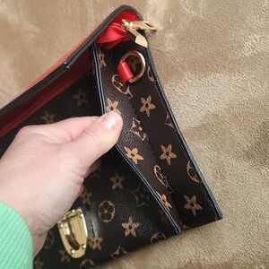 Bags | Monogram Red Brown Color Clutch Wallet | Poshmark